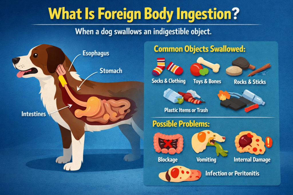 Foreign Body Ingestion in Dogs: Symptoms, Risks & Care